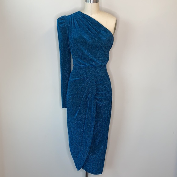 SHEIN | Dresses | One Arm Glittery Teal Black Gown | Poshmark